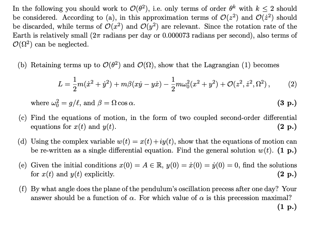 Solved Exercise 4.1 Rotating reference frames: Foucault's | Chegg.com