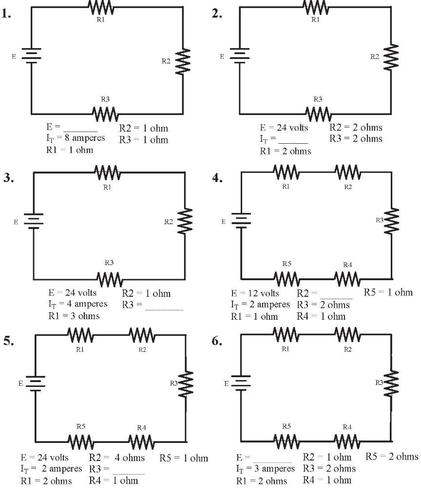 Solved 1. 2. RI R1 E E R2 R2 R3 R3 w WW E = Ir = 8 amperes | Chegg.com