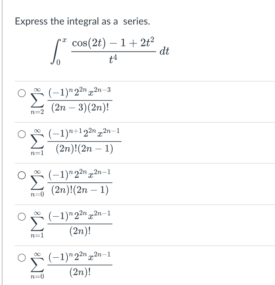 Solved Express the integral as a series. | Chegg.com