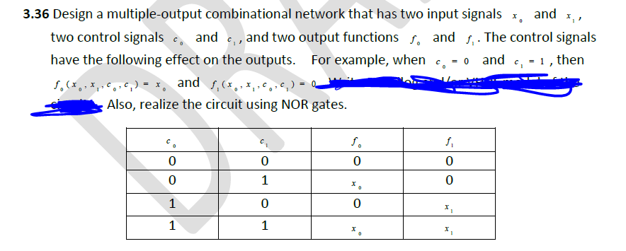 Solved 3.36 Design a multiple-output combinational network | Chegg.com