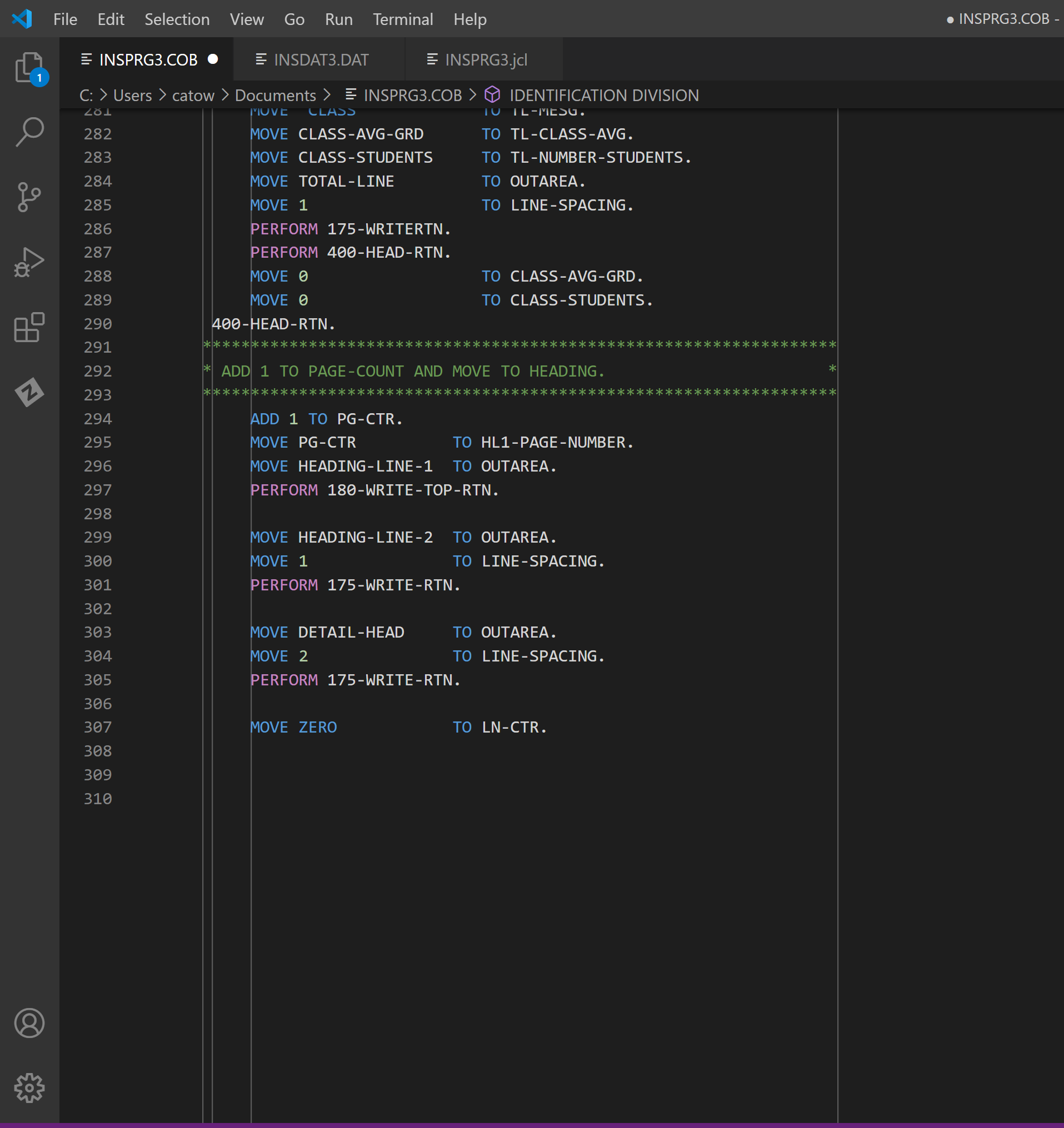 I NEED HELP MODIFYING A COBOL PROGRAM FOR A CLASS | Chegg.com