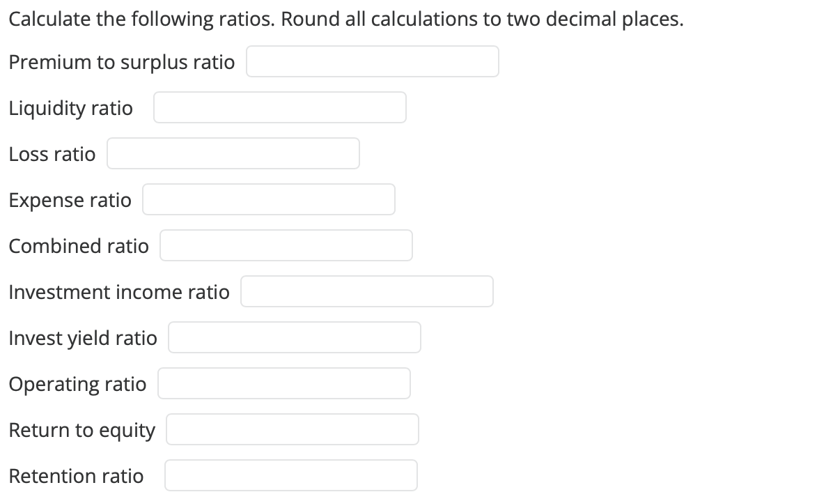 Calculate the following ratios. Round all | Chegg.com