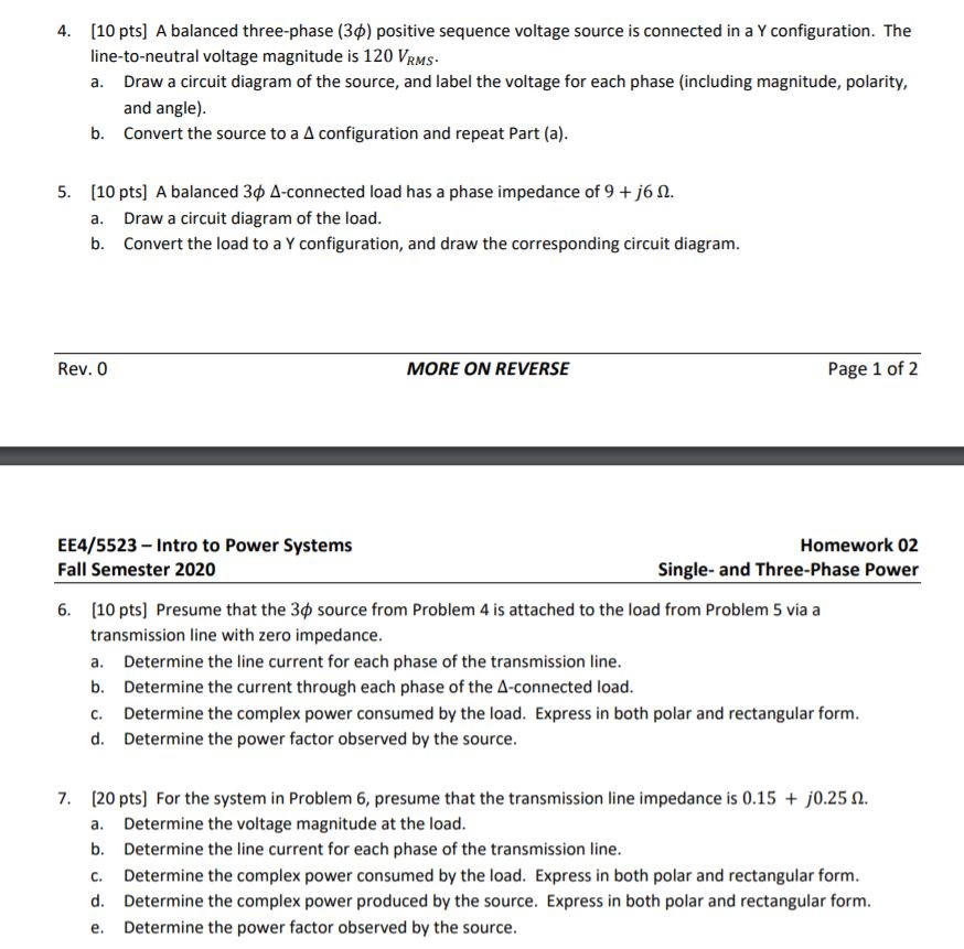 Solved 4. [10 pts) A balanced three-phase (30) positive | Chegg.com