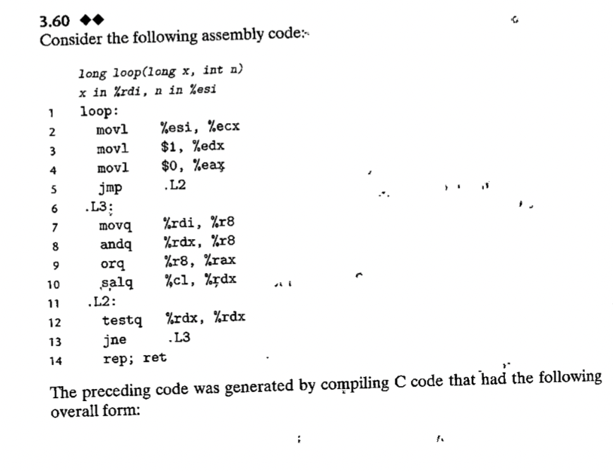 Solved 3.60 Consider the following assembly code: 4 long | Chegg.com