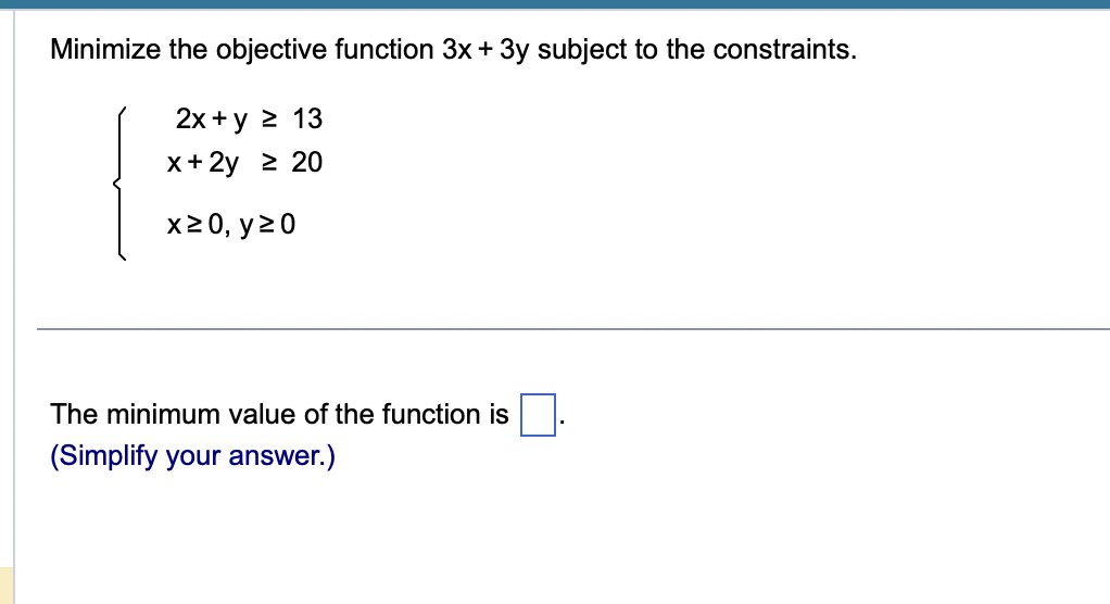 Solved Minimize The Objective Function 3x 3y Subject To The
