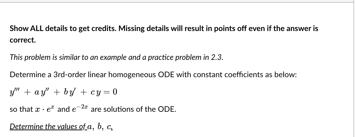 Solved Show ALL details to get credits. Missing details will | Chegg.com