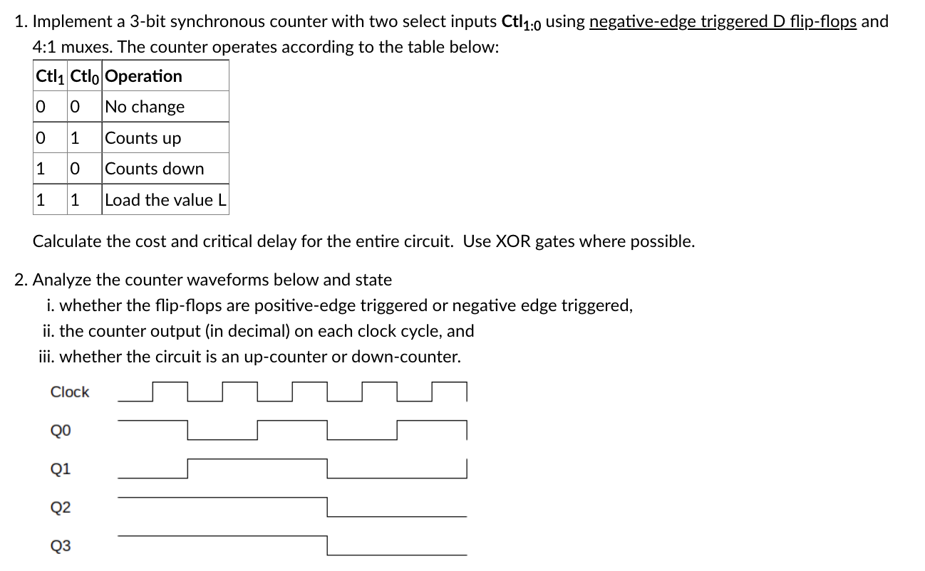 Solved 1 Implement A 3 Bit Synchronous Counter With Two 
