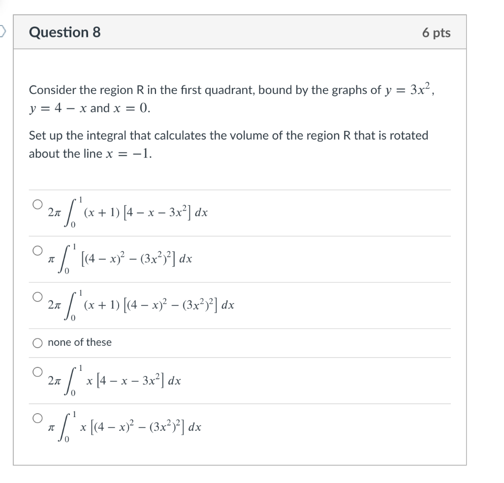 Solved > Question 8 6 pts Consider the region R in the first | Chegg.com