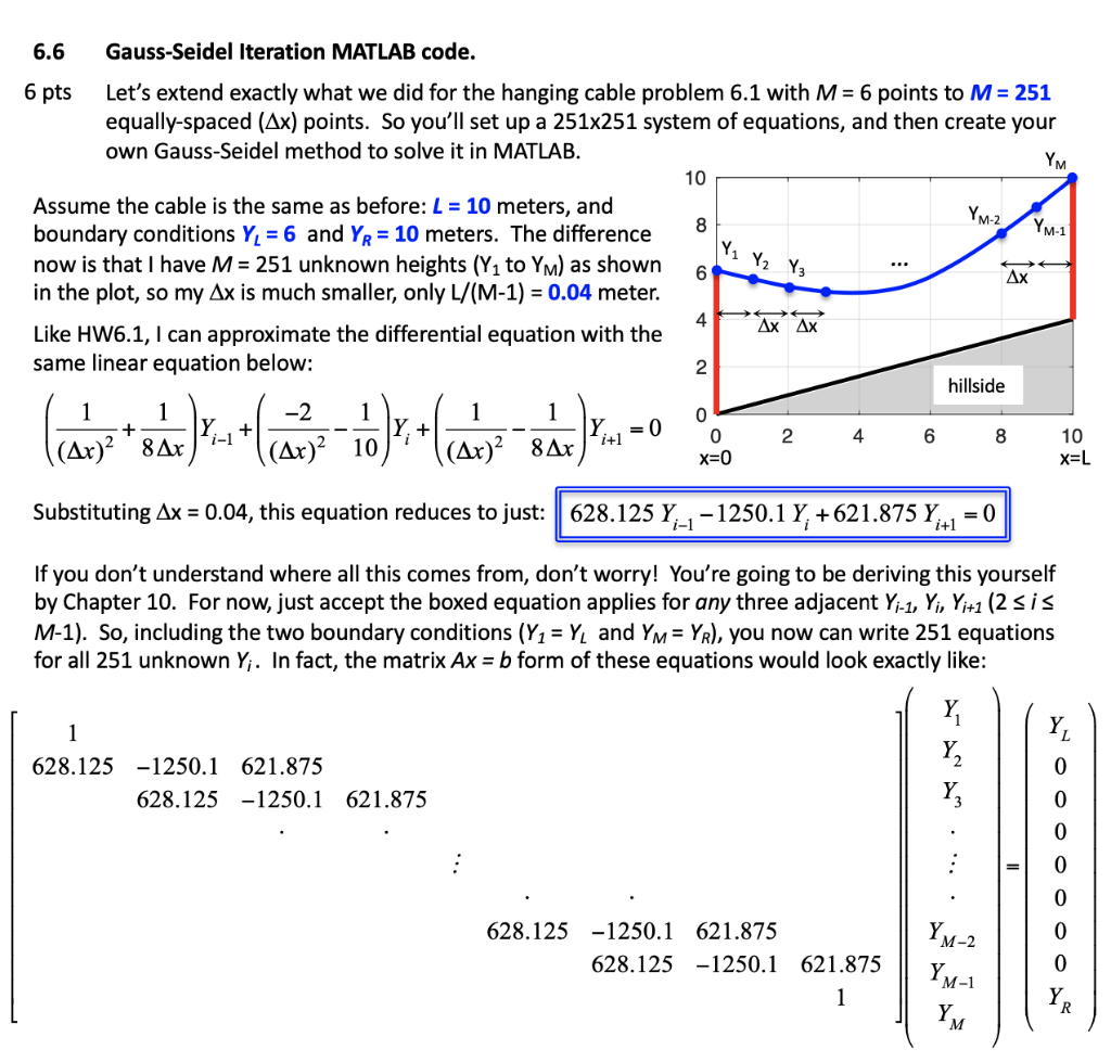 6.6 Gauss-Seidel Iteration MATLAB code. 6 pts YM Y, | Chegg.com