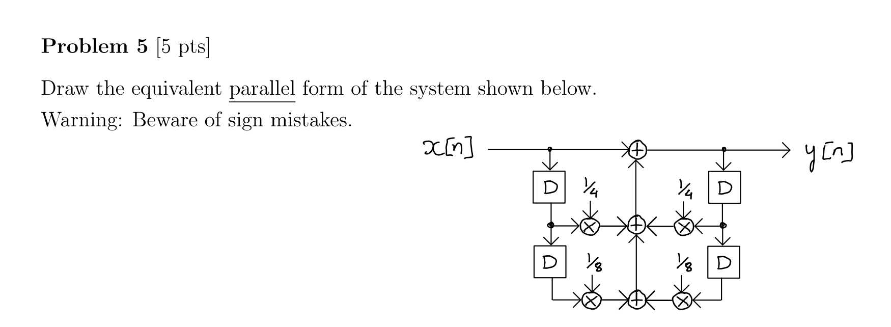 Solved Draw the equivalent parallel form of the system shown | Chegg.com