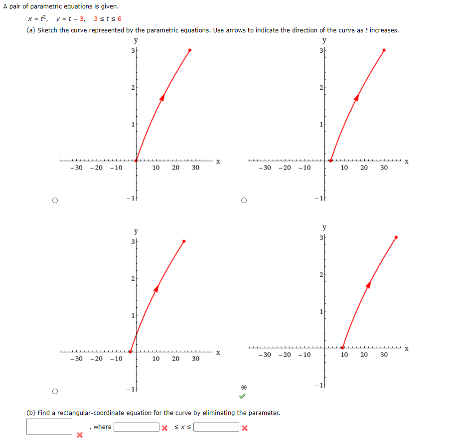 Solved A pair of parametric equations is given. x = t2, y = | Chegg.com