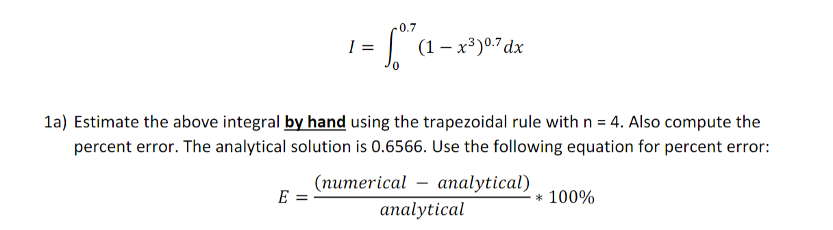 Solved Estimate the above integral by hand using the | Chegg.com