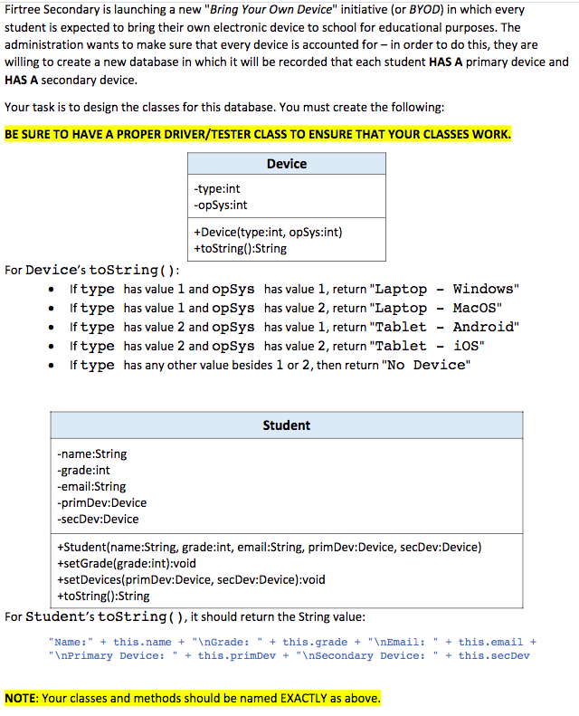 Solved Firtree Secondary is launching a new "Bring Your Own | Chegg.com
