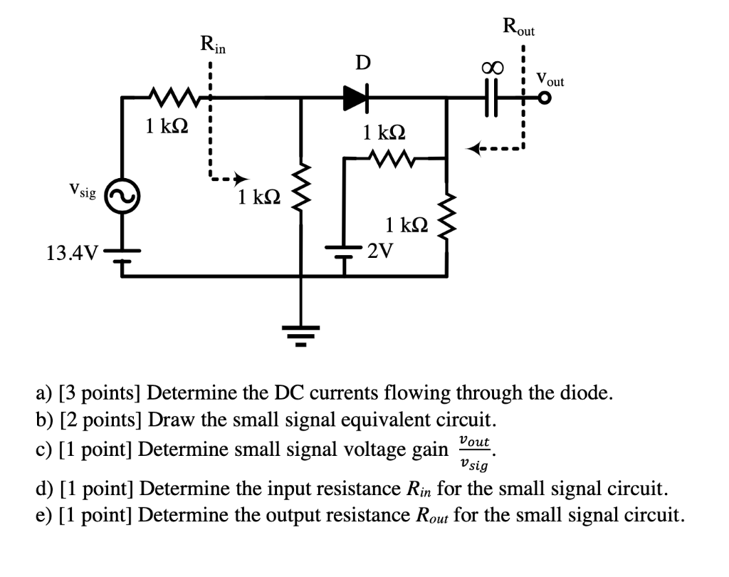 Solved in the circuit shown below, vsig s a small signal | Chegg.com