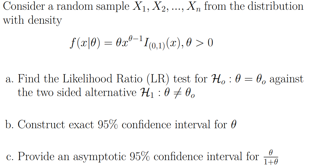 Solved Consider a random sample X1,X2,…,Xn from the | Chegg.com