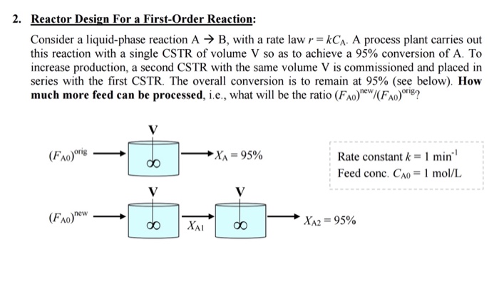 Solved 2. Reactor Design For a First-Order Reaction: | Chegg.com