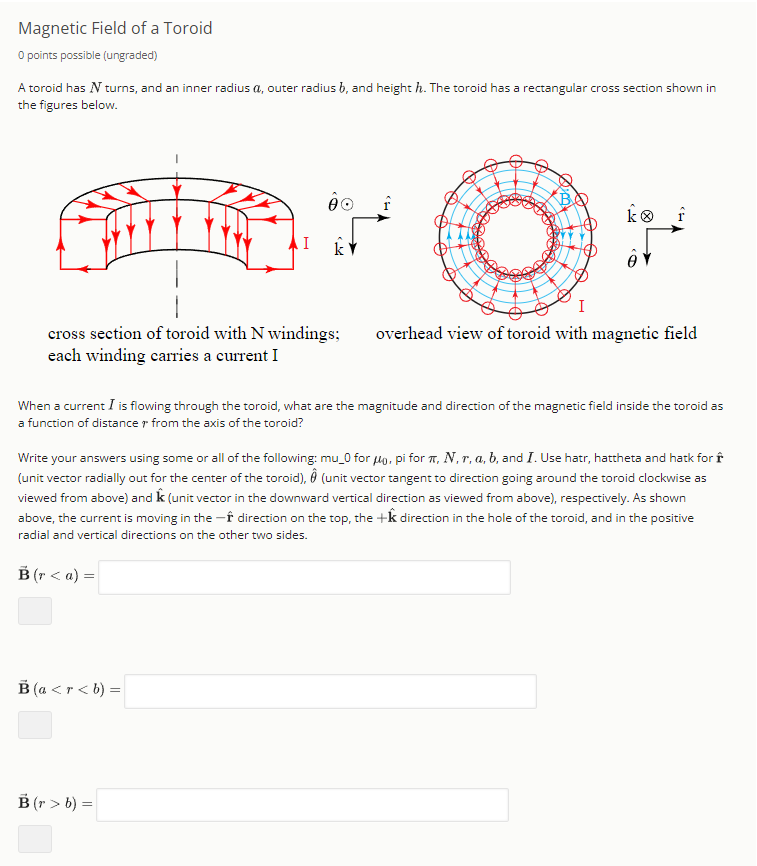 Solved Magnetic Field of a Toroid 0 points possible | Chegg.com