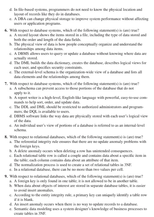 Solved 4.11 Answer the following multiple choice questions. | Chegg.com
