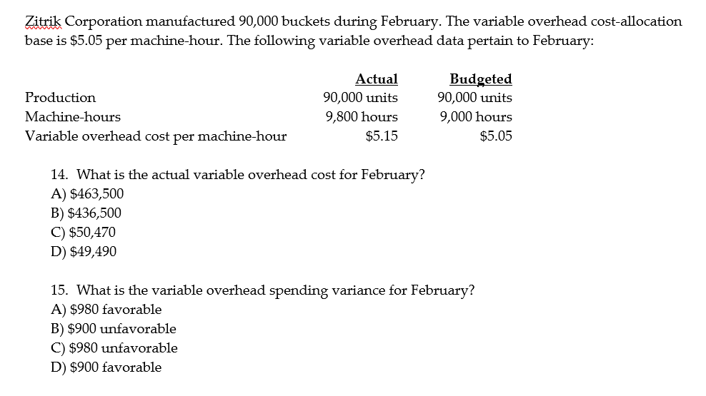 Solved Zitrik Corporation manufactured 90,000 buckets during | Chegg.com