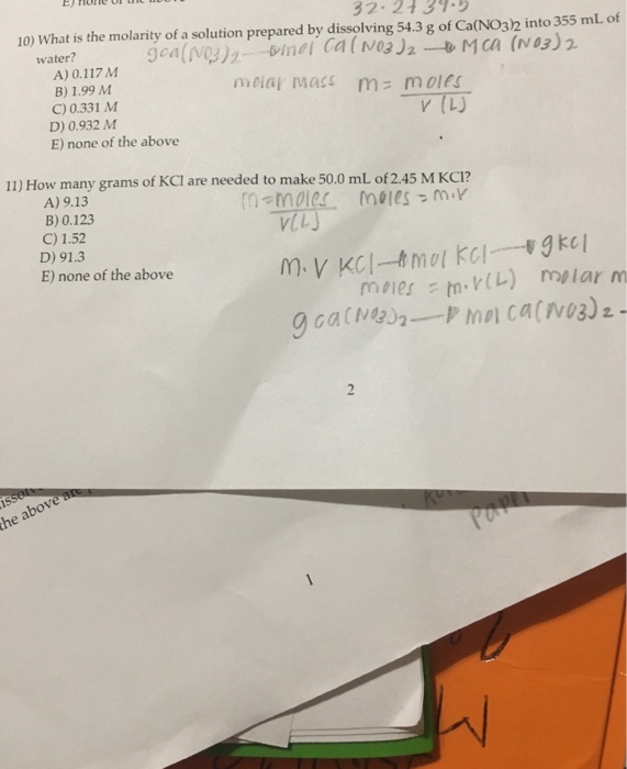 Solved What is the molarity of a solution prepared by | Chegg.com