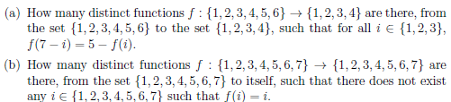 Solved (a) How many distinct functions f : {1,2,3,4,5,6} + | Chegg.com