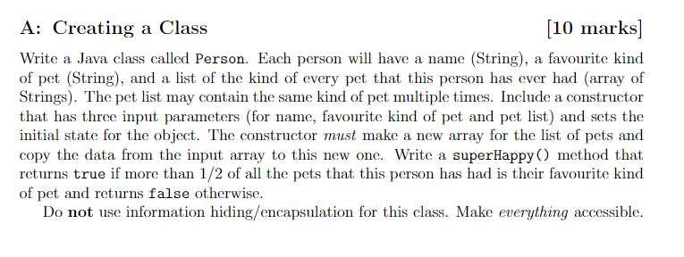 Solved A Creating A Class 10 Marks Write A Java Class Chegg