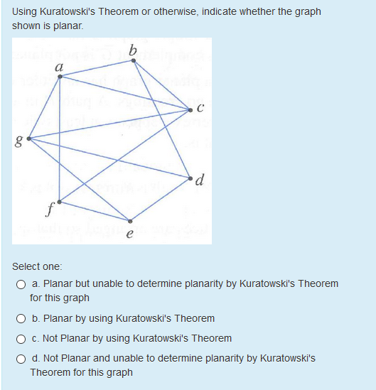 Solved Using Kuratowski's Theorem or otherwise, indicate | Chegg.com