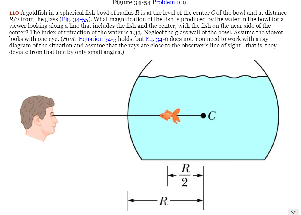 Solved Figure 34-54 Problem 109 110 A goldfish in a | Chegg.com