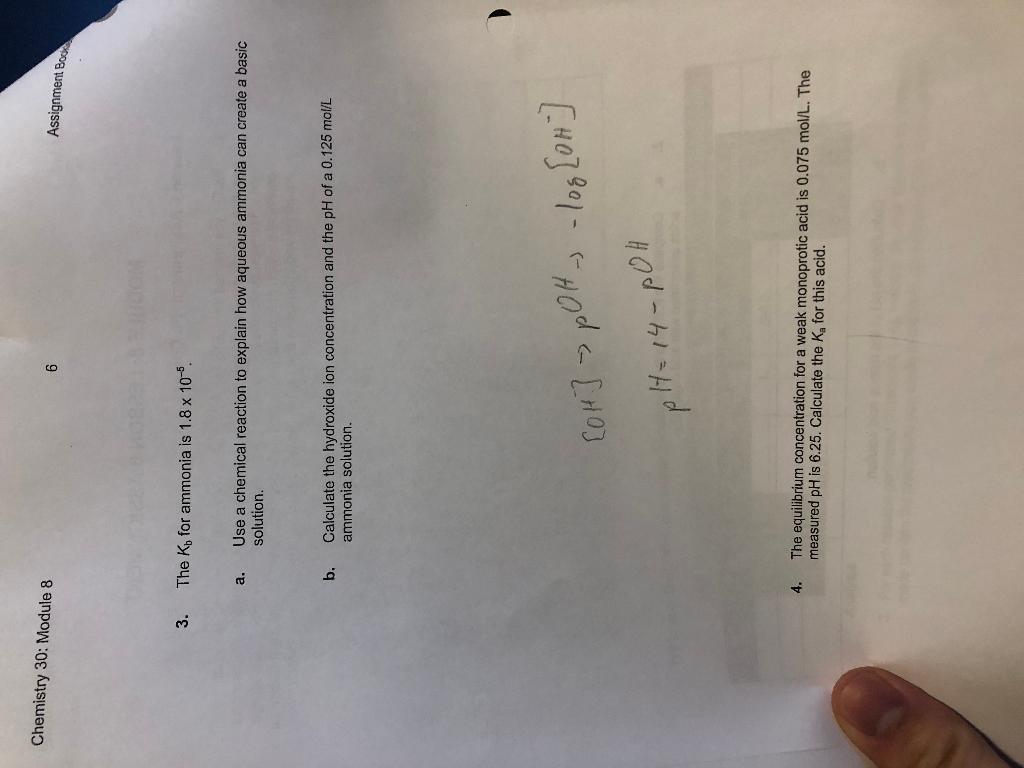 Solved Chemistry 30: Module 8 6 Assignment Boca 3. The K for | Chegg.com