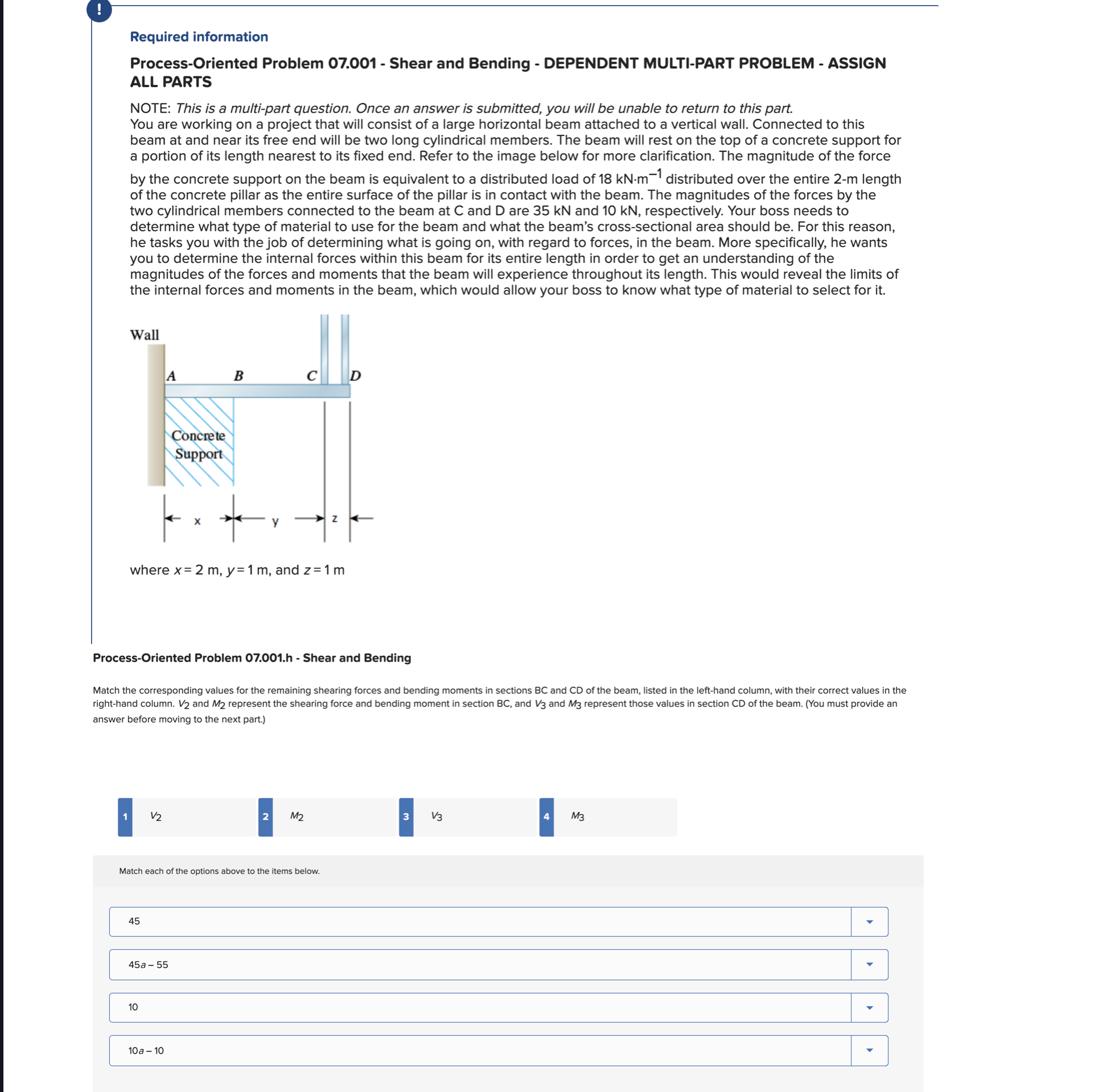 Solved Process-Oriented Problem 07.001.h - ﻿Shear and | Chegg.com