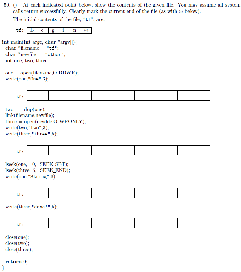 Solved 50. () At each indicated point below, show the | Chegg.com