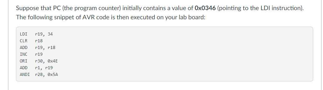 Solved 1. What will be the hexadecimal value of PC (the | Chegg.com