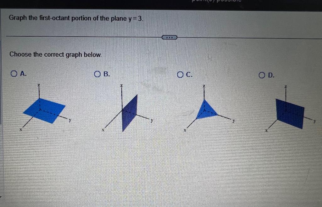 Solved Graph the first-octant portion of the plane y=3. | Chegg.com