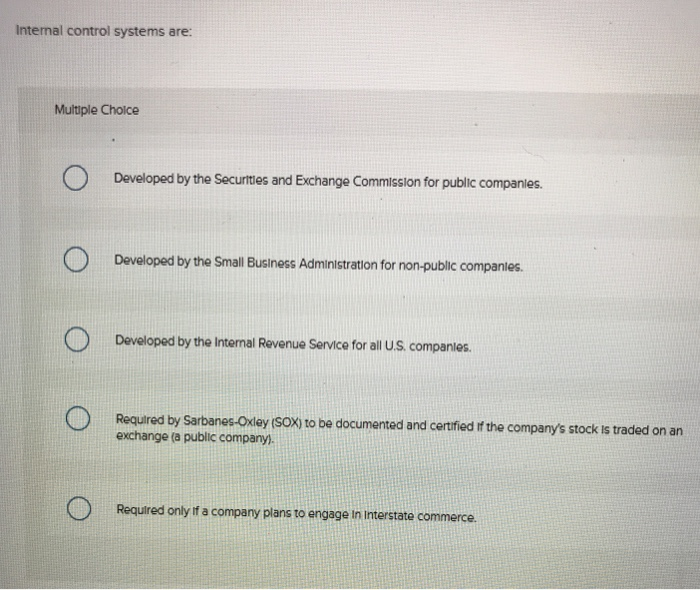 Solved A properly designed internal control system: Multiple | Chegg.com