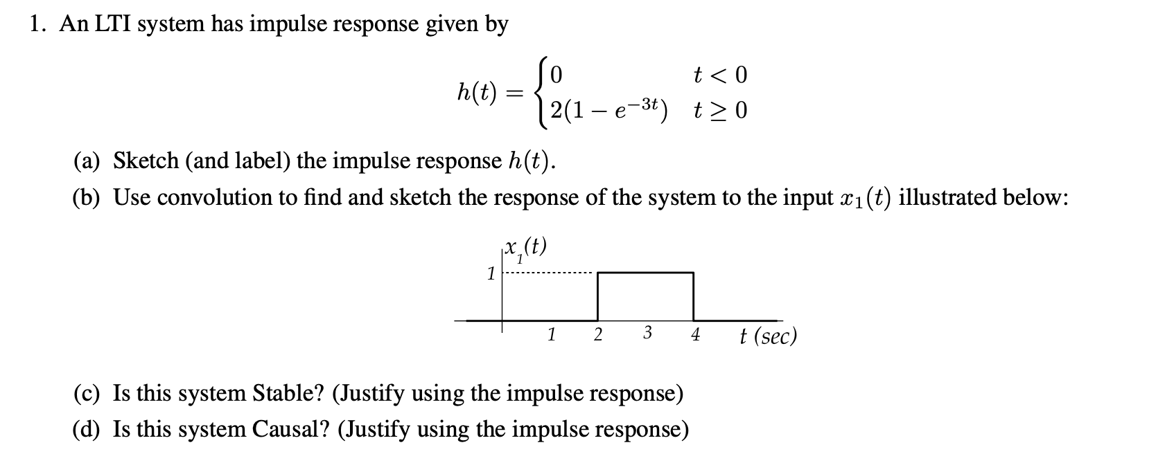 Solved 1. An LTI system has impulse response given by | Chegg.com
