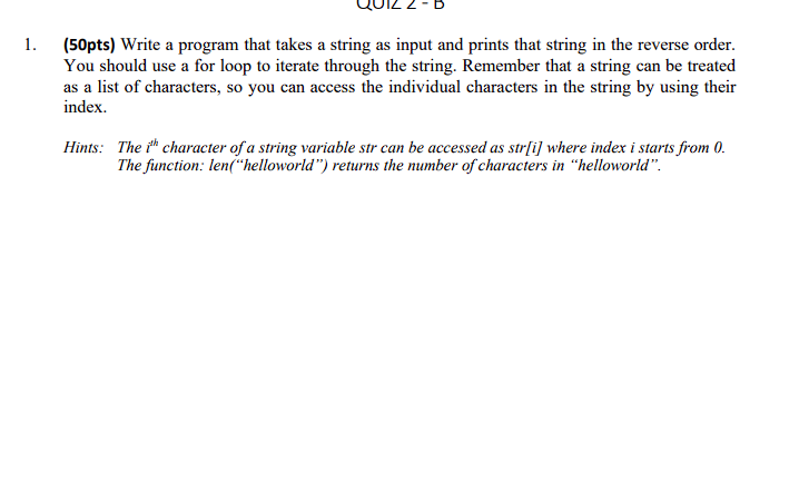 Solved (50pts) Write a program that takes a string as input | Chegg.com