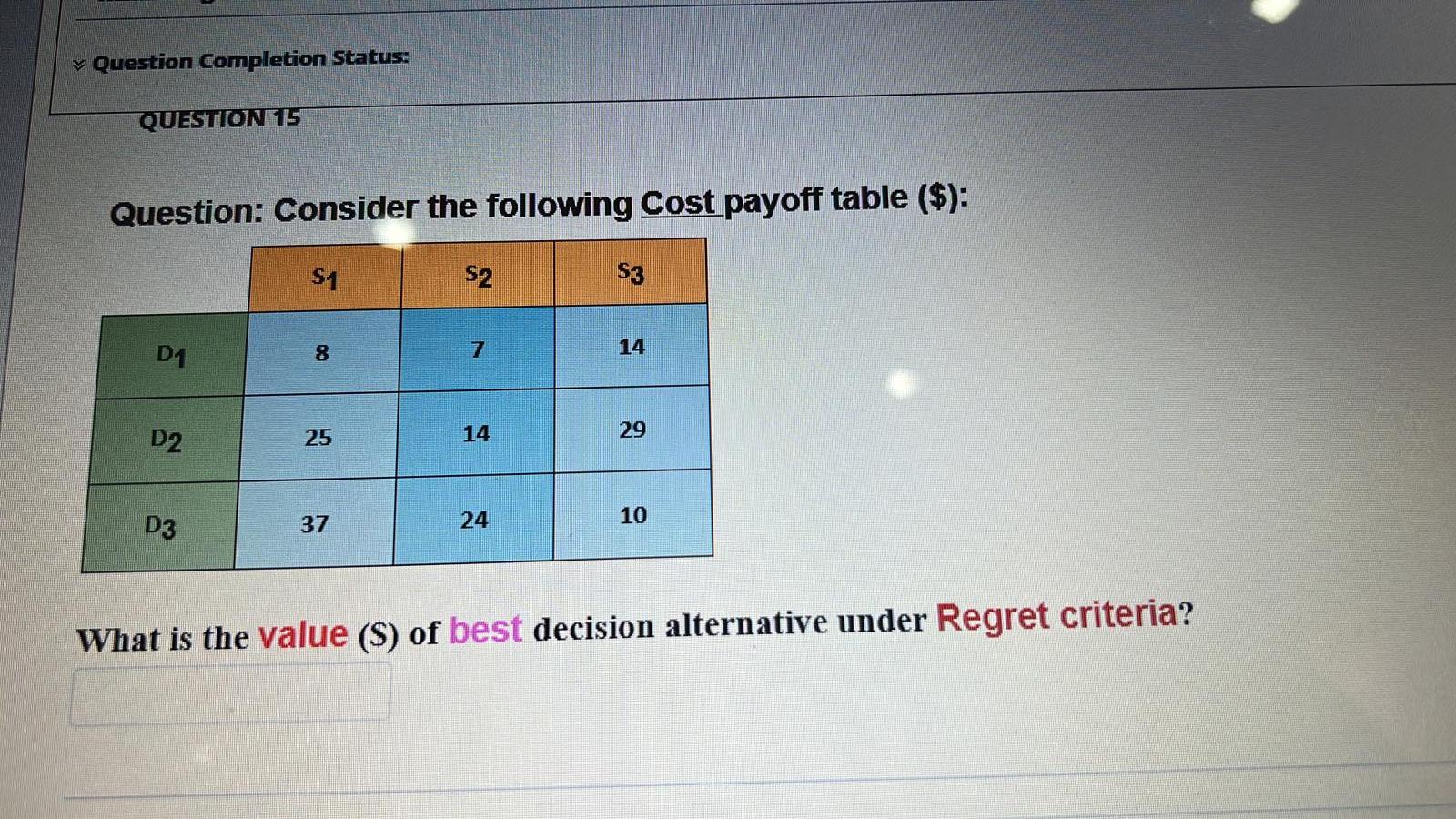 Solved Question Completion Status: QUESTION 15 Question: | Chegg.com