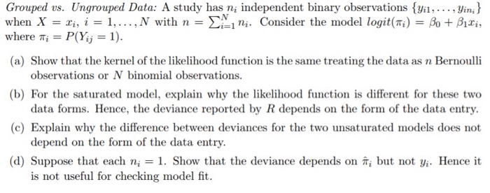 Solved Grouped vs. Ungrouped Data: A study has ni | Chegg.com
