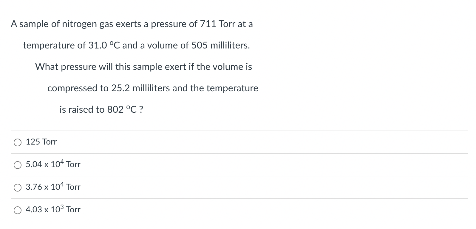 Solved What pressure will this sample exert if the volume is | Chegg.com