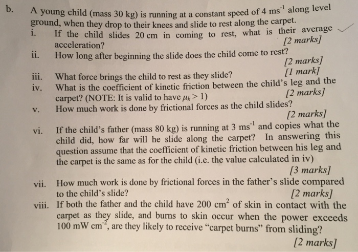 Solved A young child (mass 30 kg) is running constant speed | Chegg.com