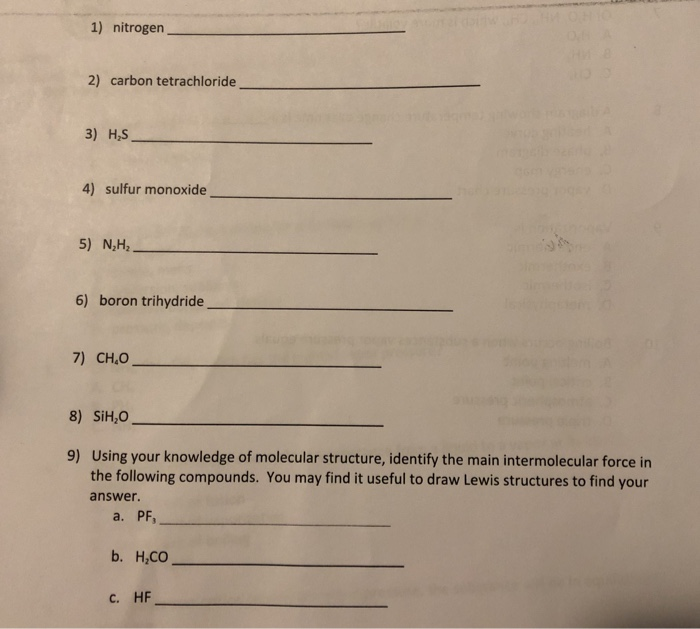 Intermolecular Forces Worksheet 1 Answers