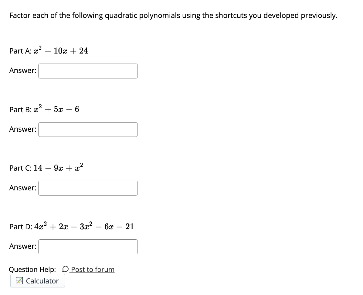 Solved Factor each of the following quadratic polynomials | Chegg.com