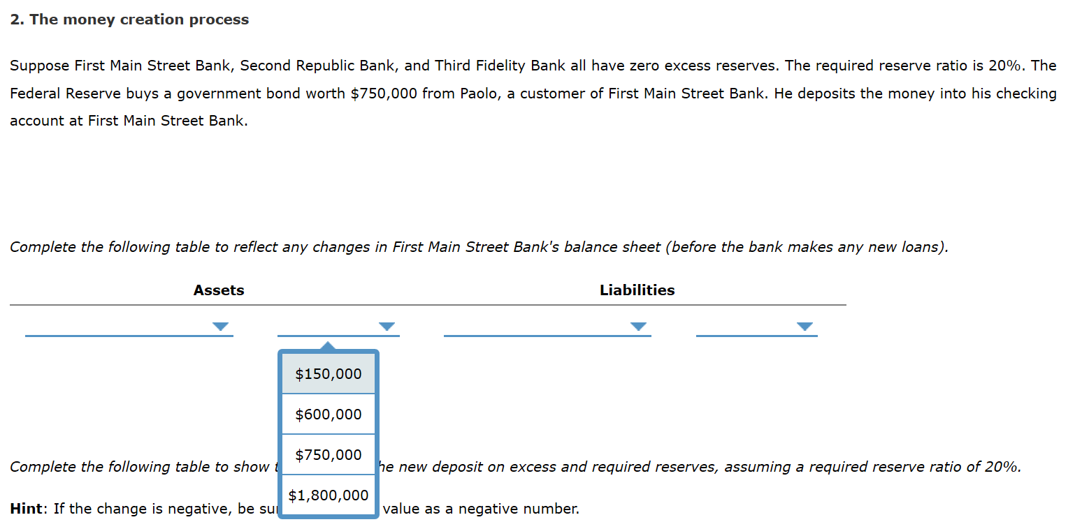 Solved 2. The money creation process Suppose First Main | Chegg.com