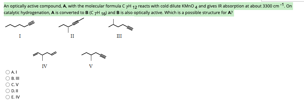Solved An optically active compound, A, with the molecular | Chegg.com