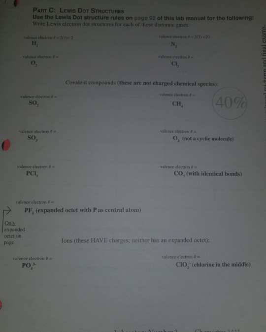 Solved PART C: LEWIS DOT STRUCTURES Use the Lewis Dot | Chegg.com