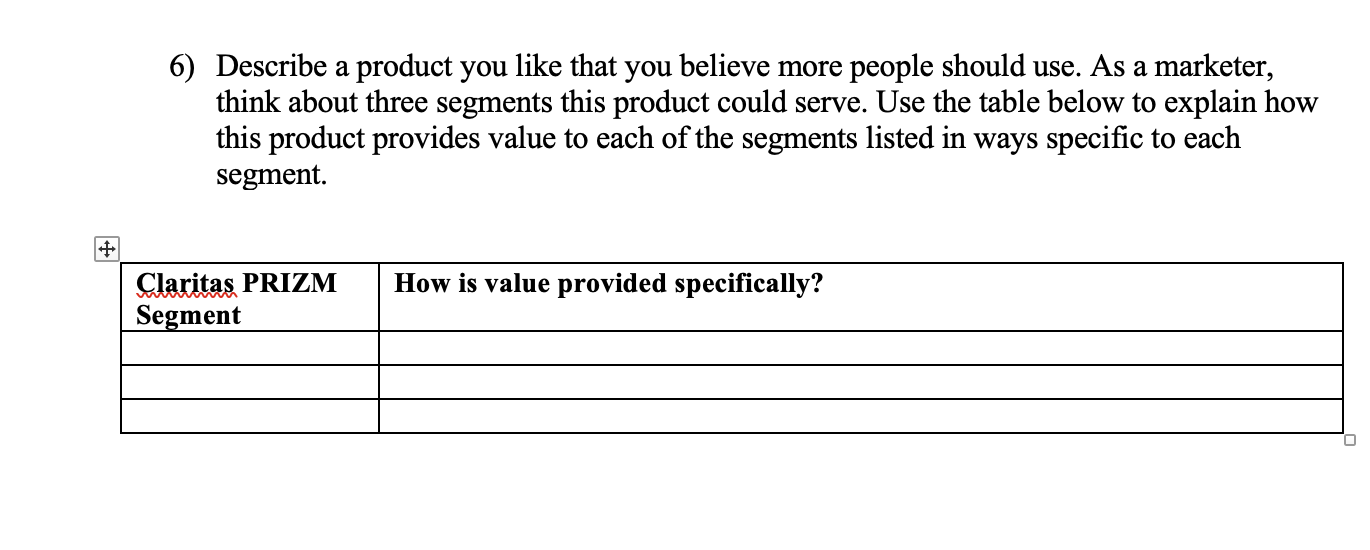 Solved 6) Describe a product you like that you believe more | Chegg.com