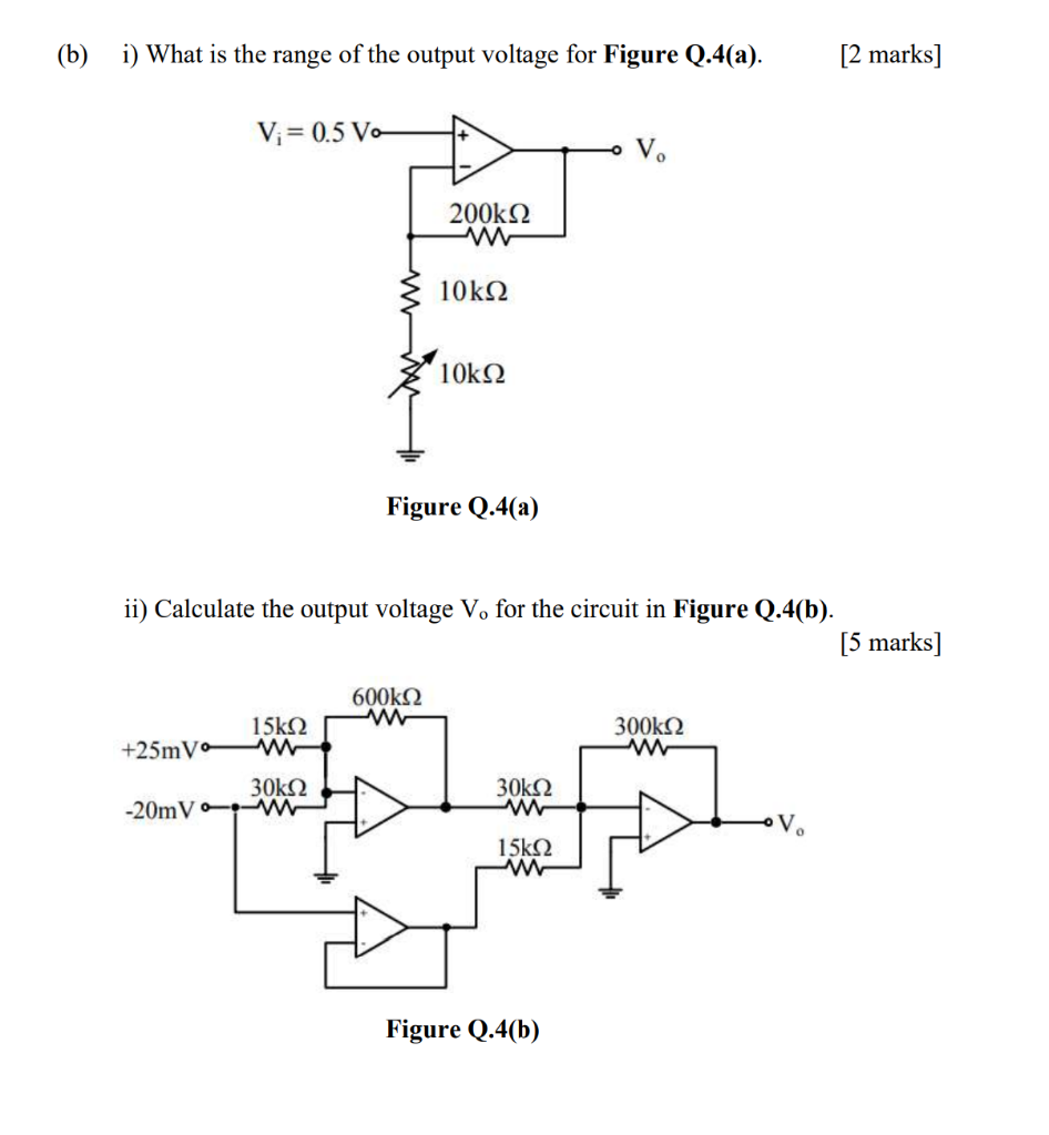 Solved (b) i) What is the range of the output voltage for | Chegg.com