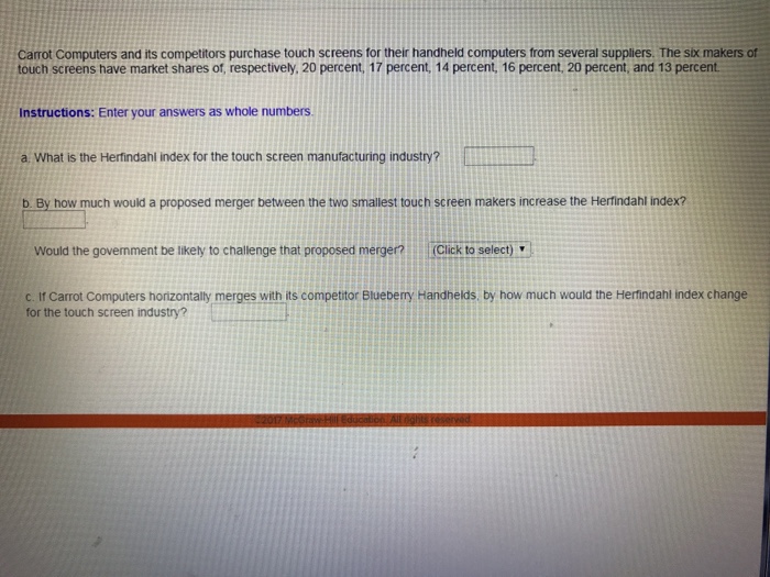 Solved Carrot Computers and its competitors purchase touch | Chegg.com