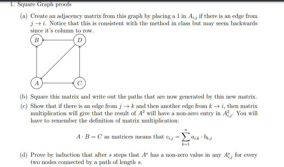 Solved (a) Create an adjacency matrix from this graph by | Chegg.com