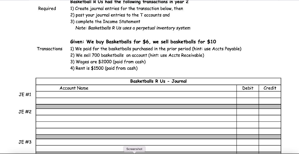 Solved Required Basketball R Us had the following | Chegg.com